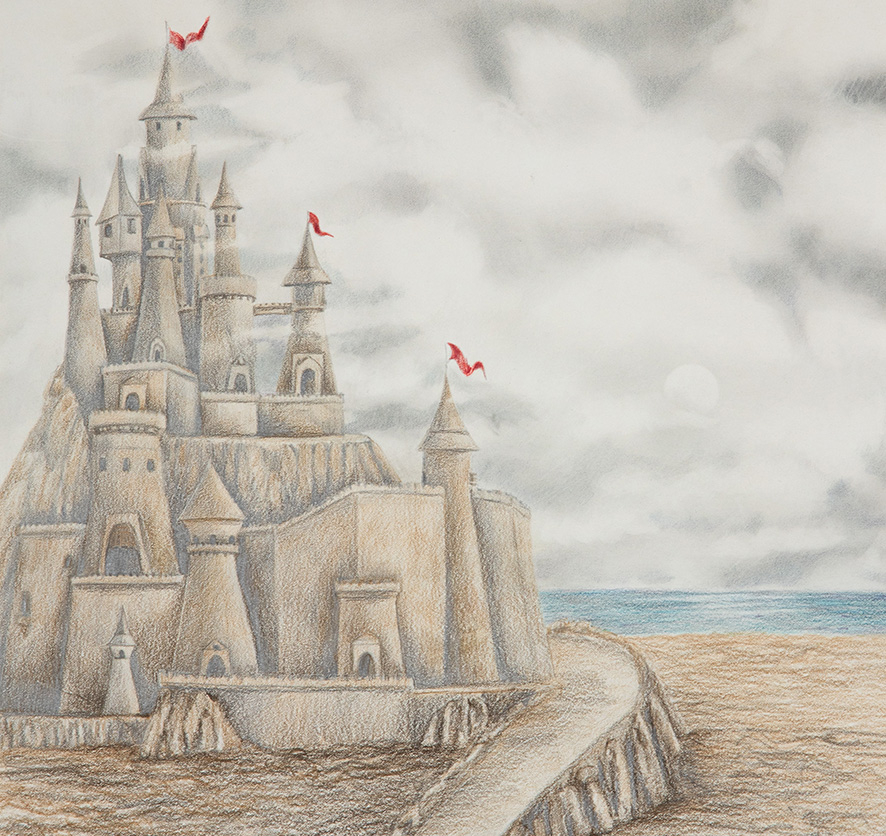 Sand Castle Outline Sand Castle Drawing With A Loose Watercolor